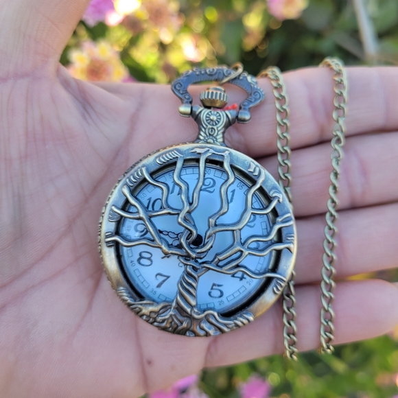 Jewelry | Antique Brass Tree Of Life Pocket Watch Necklace Locket ...